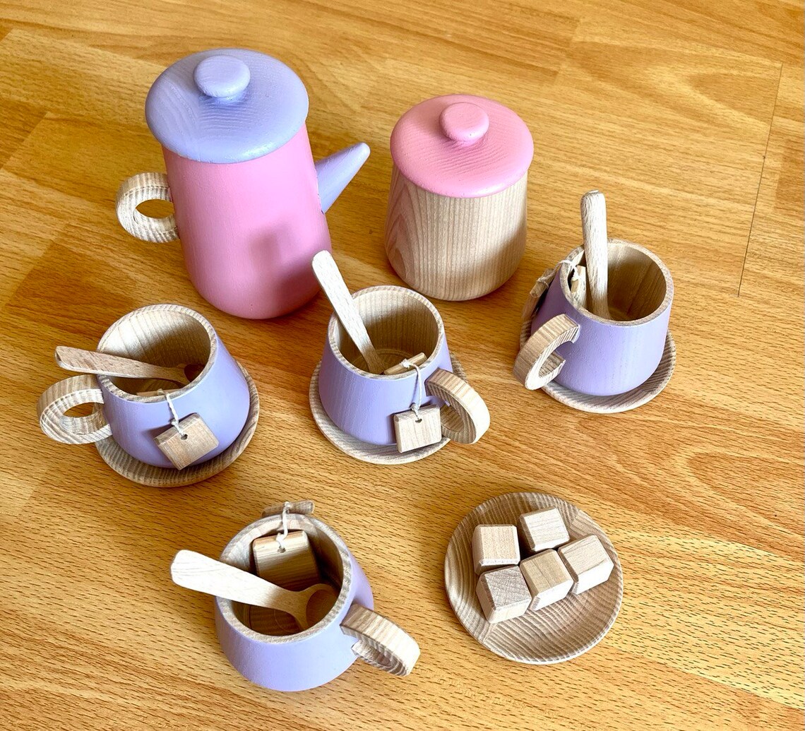 Wooden Tea Set Toy Pretend Play Tea Set Kids Wooden Toys - Etsy