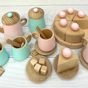 Wooden Tea Set for Kids Wooden Play Kitchen Accessories - Etsy