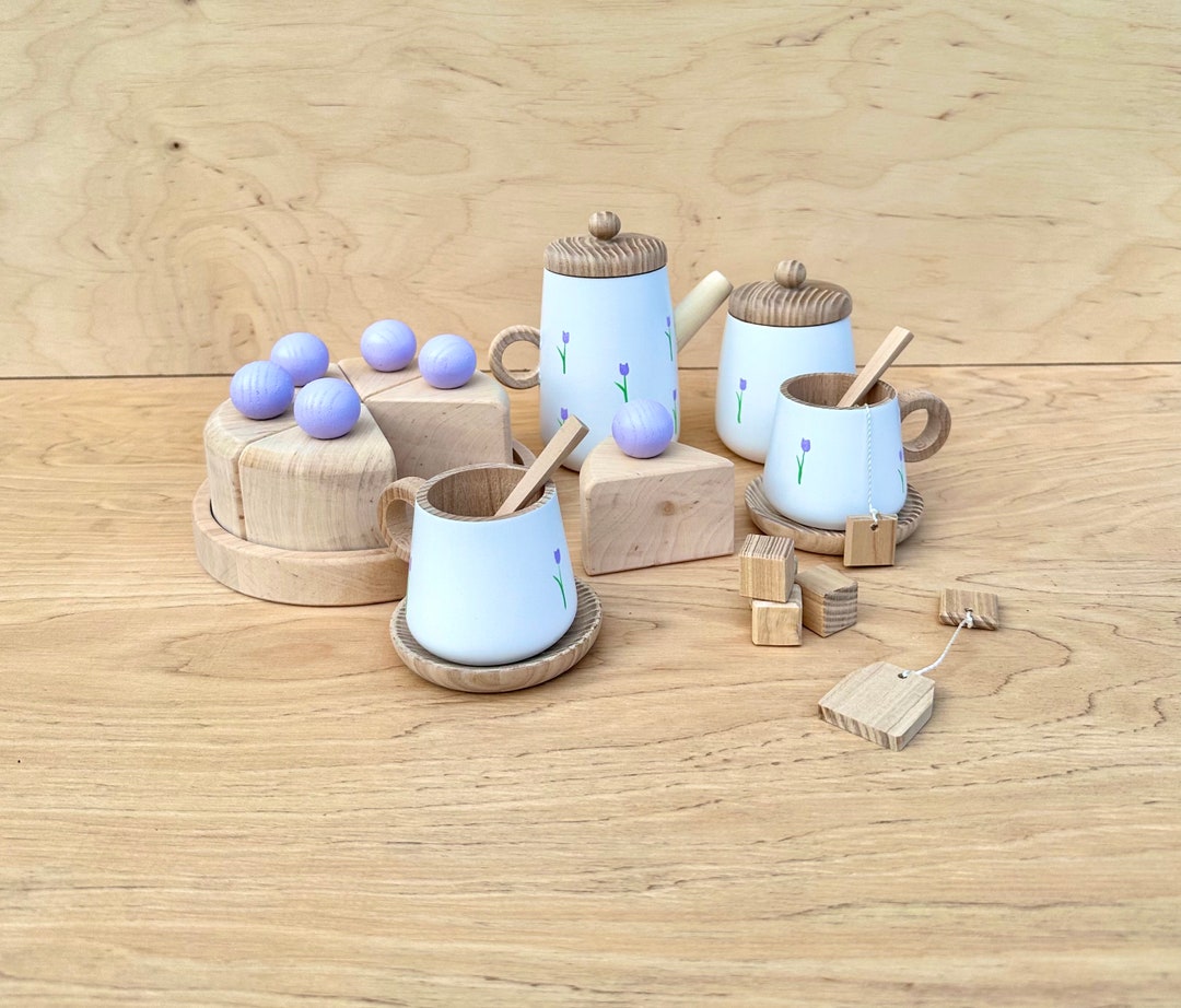 Wooden Tea Set for Kids Wooden Play Kitchen Accessories - Etsy