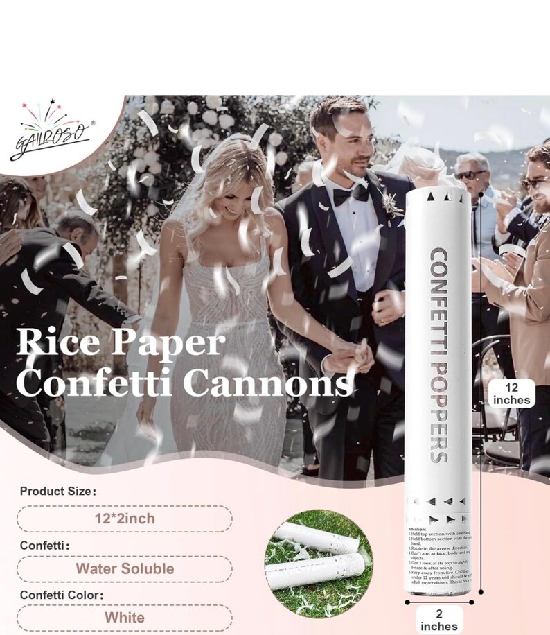 White Confetti Cannon,water Soluble Rice Paper for Wedding ...