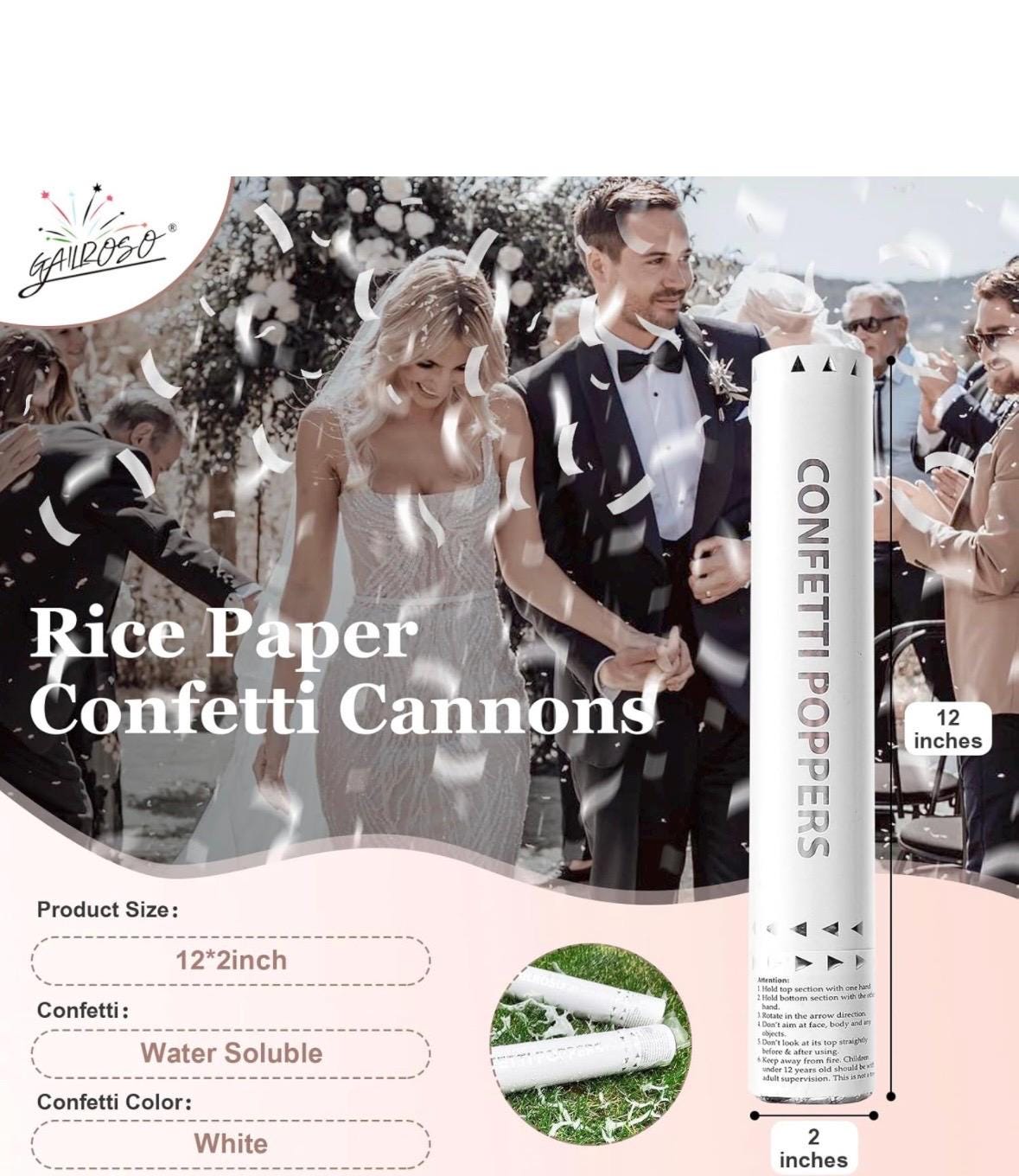 White Confetti Cannon,water Soluble Rice Paper for Wedding ...