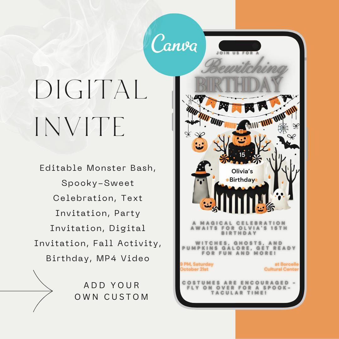 Editable Bewitching Birthday Invitation, Magical Party (MP4 Video) - Etsy