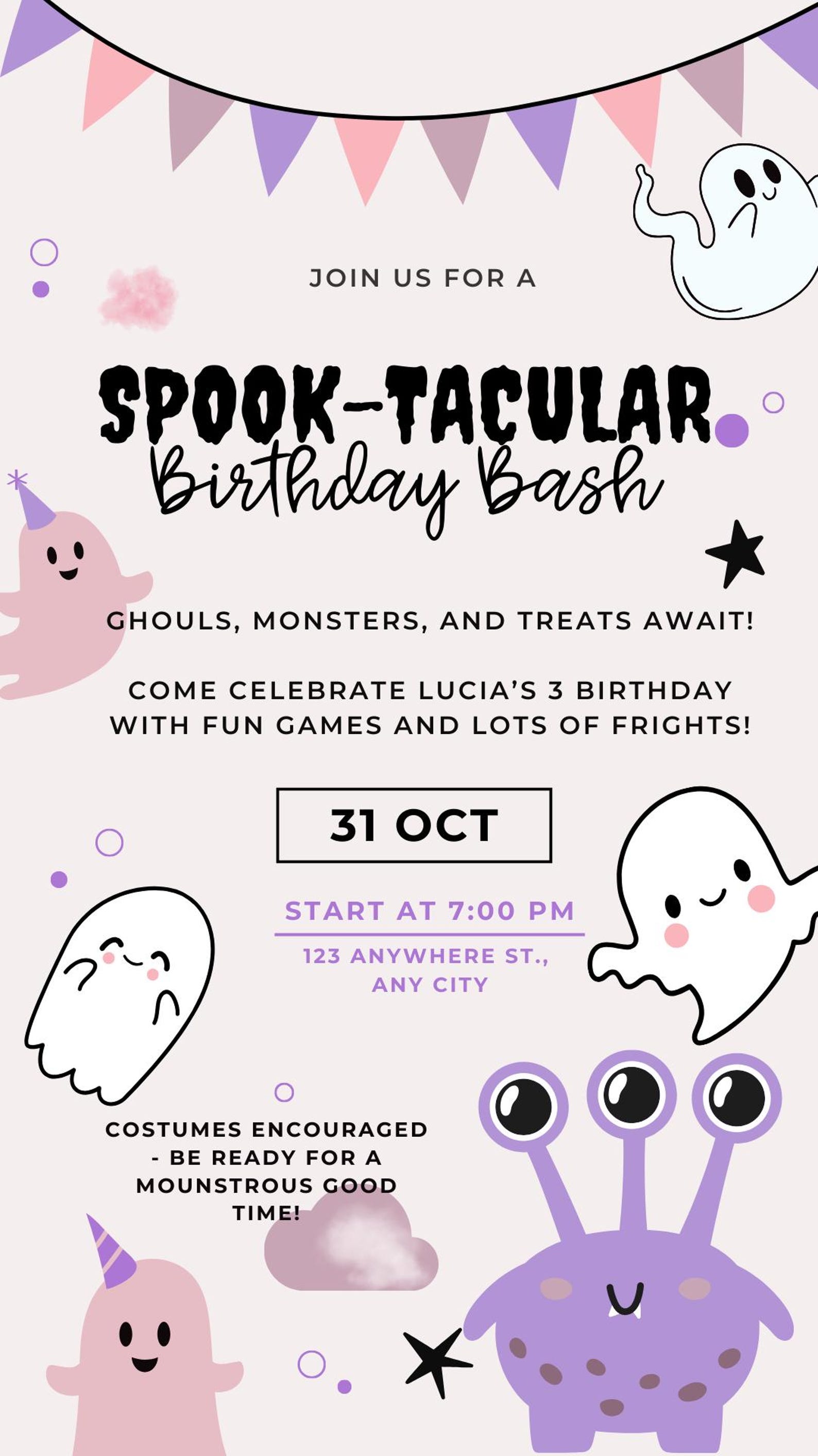 Spook-tacular Editable Invitation, Birthday Party Evite, Text ...
