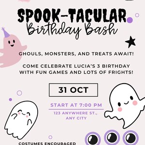 Spook-tacular Editable Invitation, Birthday Party Evite, Text ...