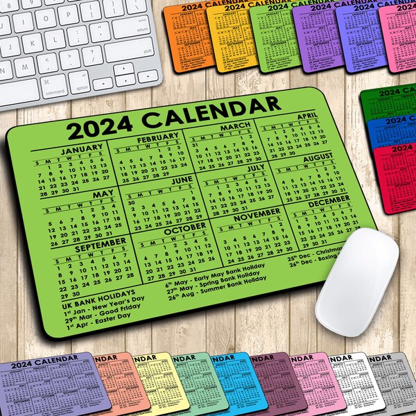 Mouse Pad 2024 Calendar - Etsy