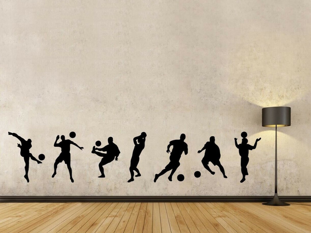 7 Football Footballer Wall Stickers Skirting Vinyl Bedroom Lounge Decal ...