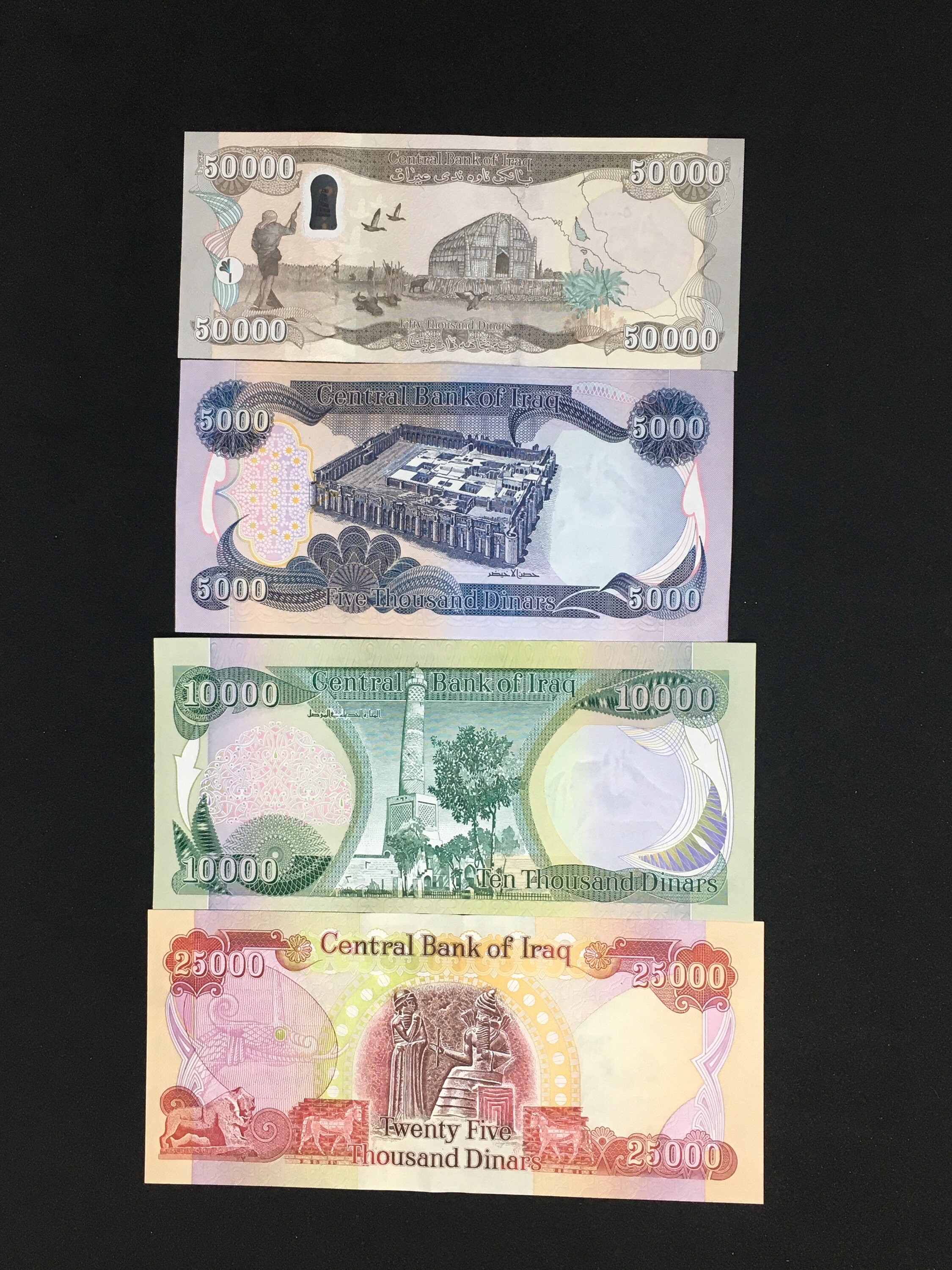 Iraq Dinar Banknote Collectors Kit Set (50,000 IQD + 25,000 + 10,000 ...