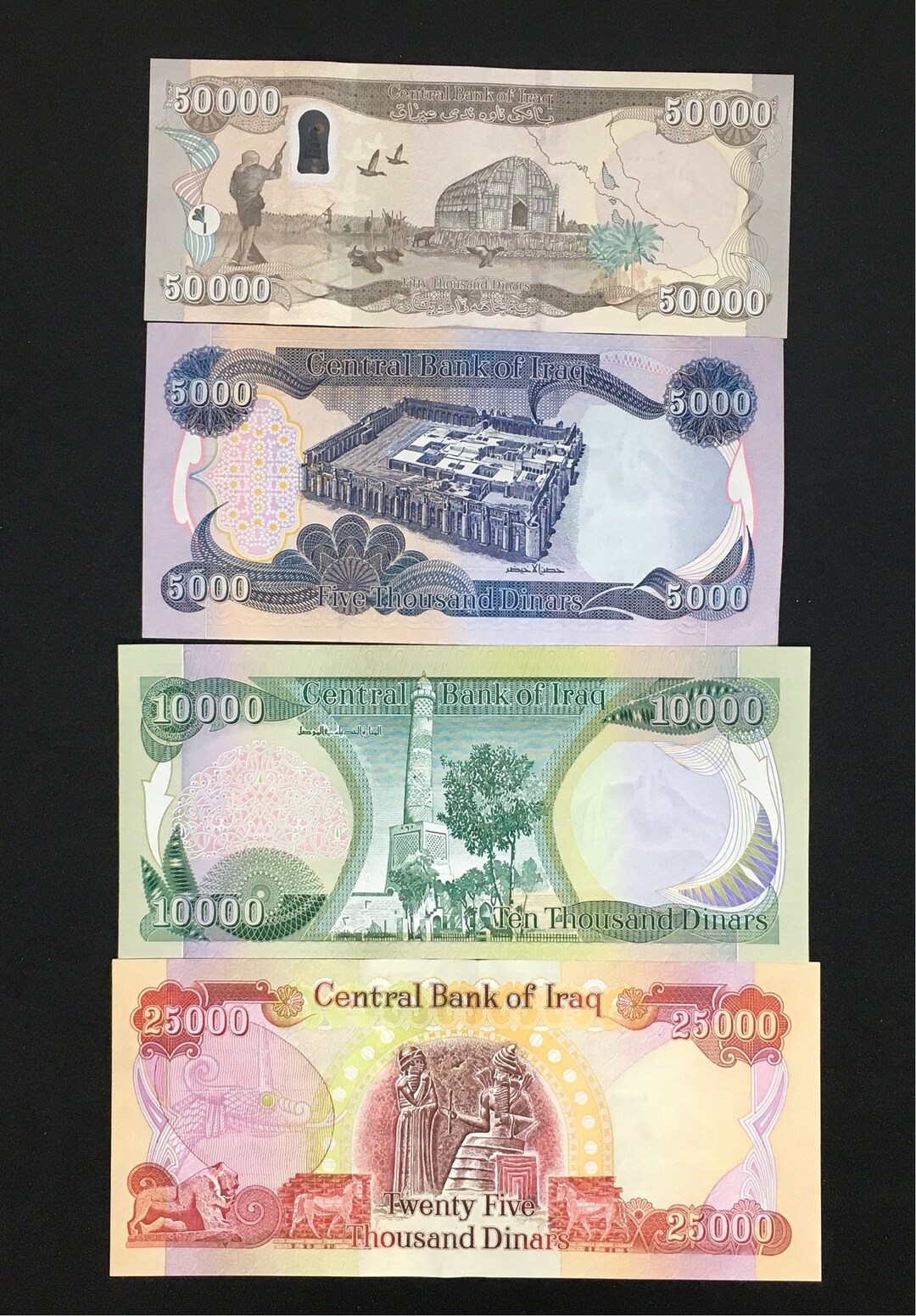 Iraq Dinar Banknote Collectors Kit Set (50,000 IQD + 25,000 + 10,000 ...