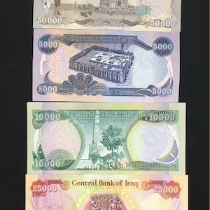Iraq Dinar Banknote Collectors Kit Set (50,000 IQD + 25,000 + 10,000 ...