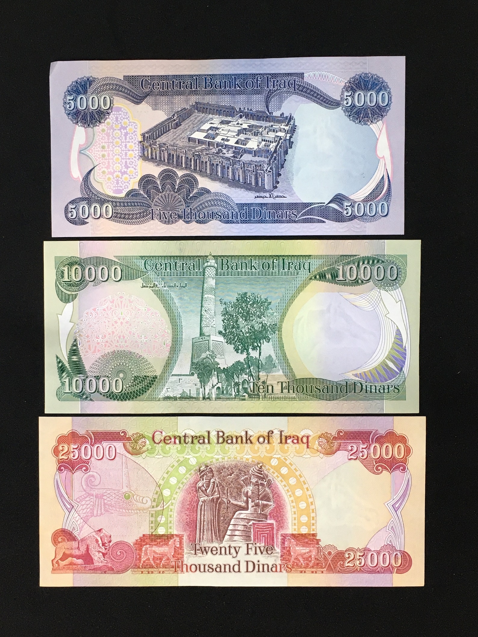 IQD Banknote Set (25,000 Iraqi Dinar Note + 10,000 IQD + 5,000 IQD ...