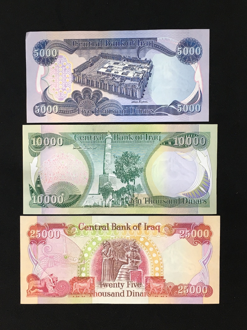 IQD Banknote Set 25,000 Iraqi Dinar Note 10,000 IQD 5,000 IQD Banknotes ...
