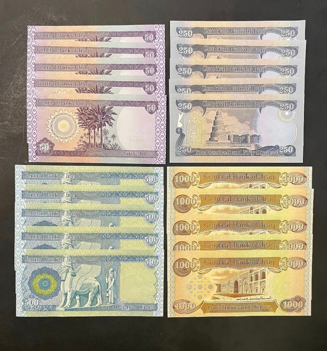 Buy Iraqi Dinar 20-pc UNC Banknote Set: 5/ea X 1000, 500, 250 & 50 IQD ...