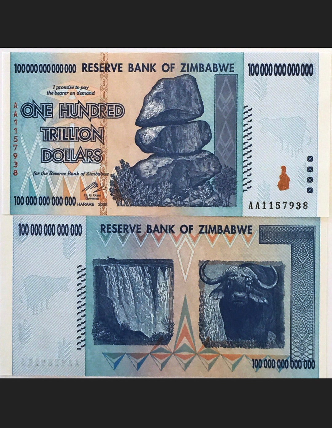 100 Trillion Dollar UNC Zimbabwe Banknote P-91 (2008, AA) for Collector ...