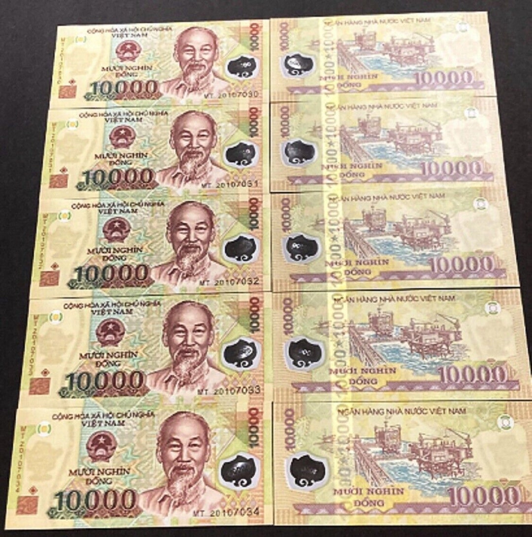 10 X 10,000 Vietnamese Dong CIR Polymer Banknotes =100,000 VND (vietnam ...