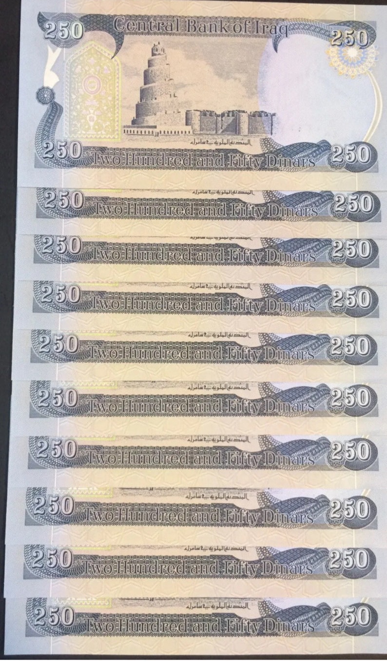 Collectible Banknote Iraqi Dinar 250 Dinars Banknote UNC 25 Pcs 2018 - Etsy