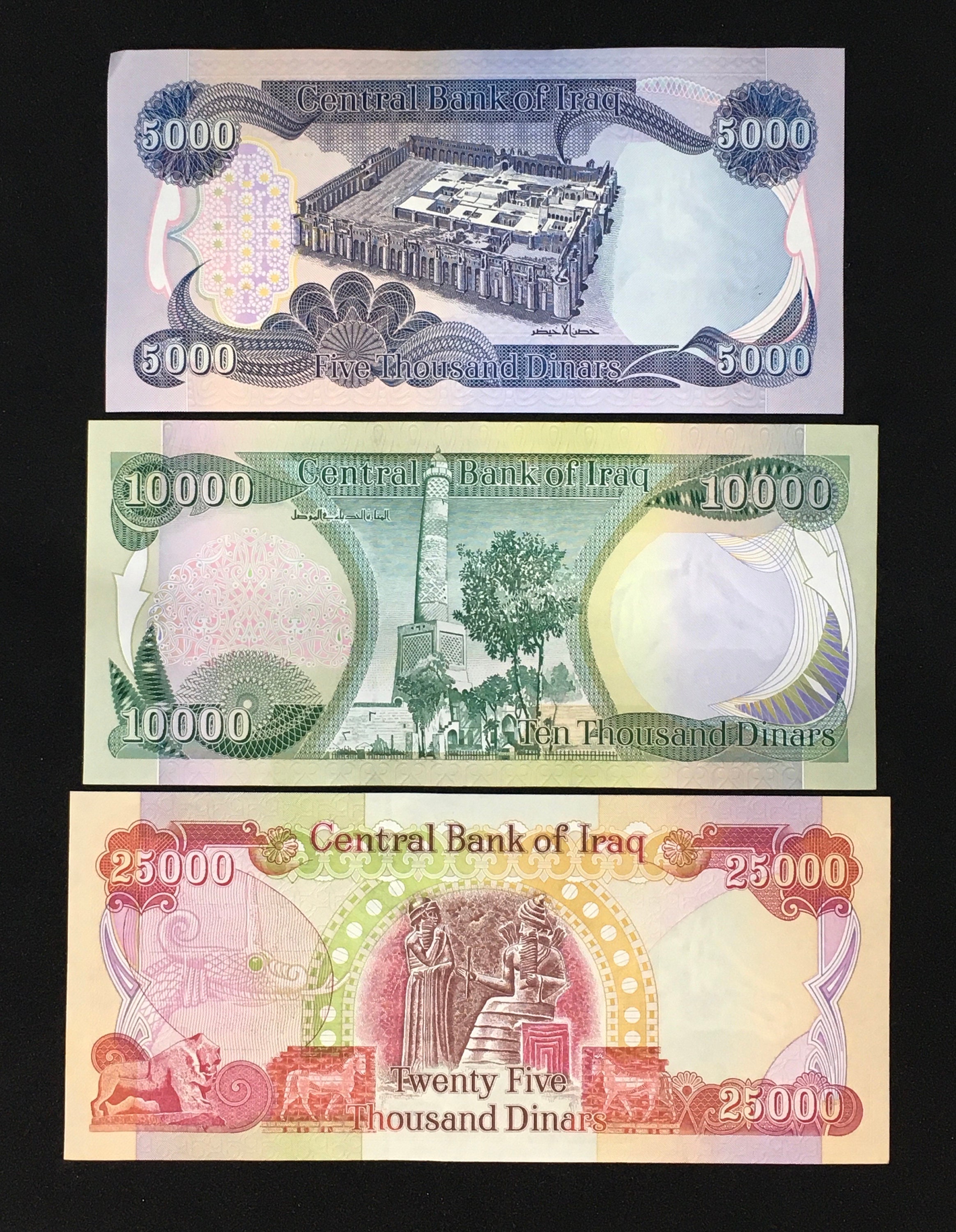 IQD Banknote Set 25,000 Iraqi Dinar Note 10,000 IQD 5,000 IQD Banknotes ...