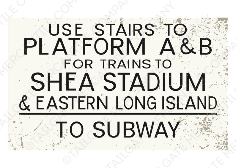 Shea Stadium Platform Sign: Digital Download Printable Wall Art File - Etsy