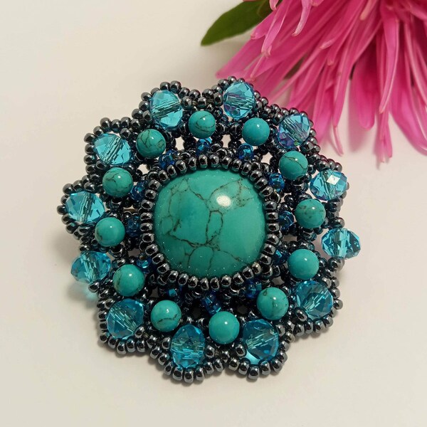 Turquoise Brooch - Etsy