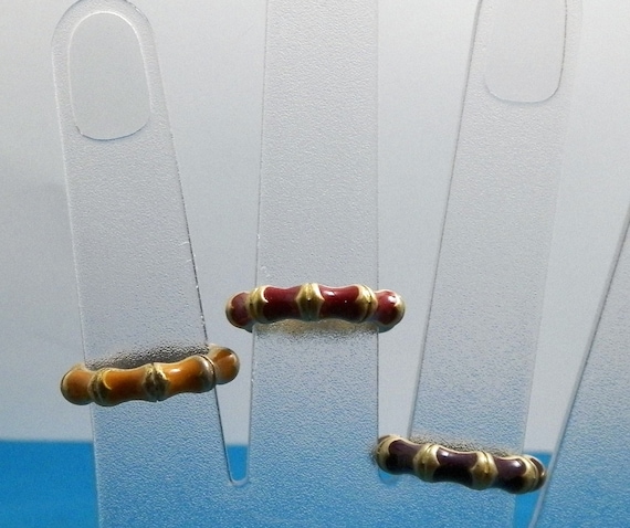 STACKING RINGS 3 Trendy Enameled Jewel Tone Stackable… - Gem