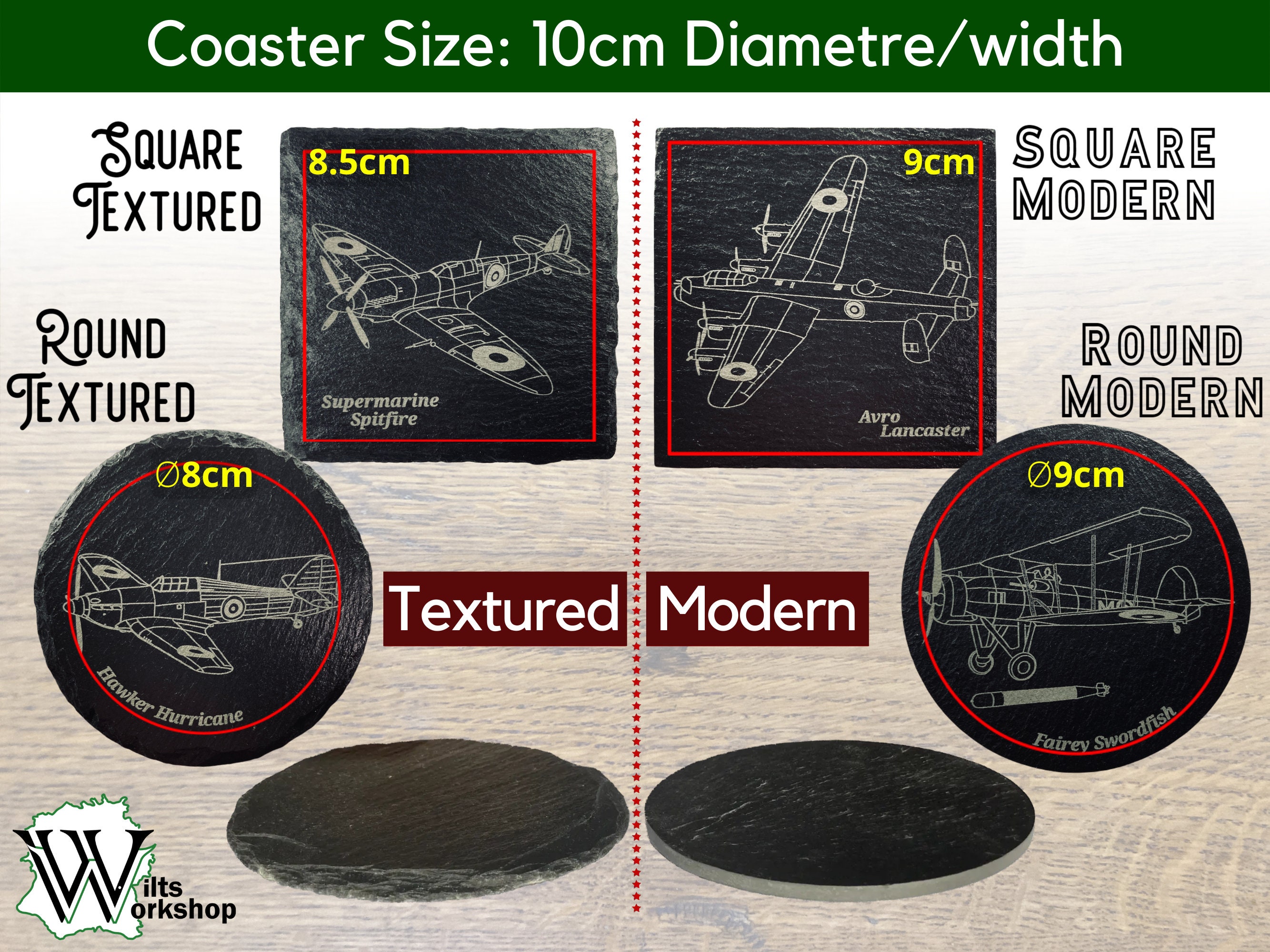 WW2 Aircraft Single Slate Coaster Round/square Personalise - Etsy