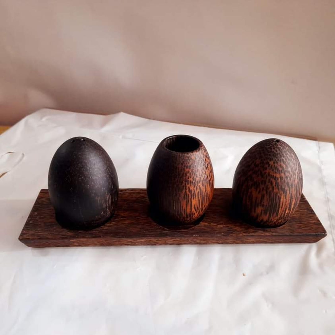 Wooden Saltpaper & Spicy Holder With Made Kithul Wooden - Etsy