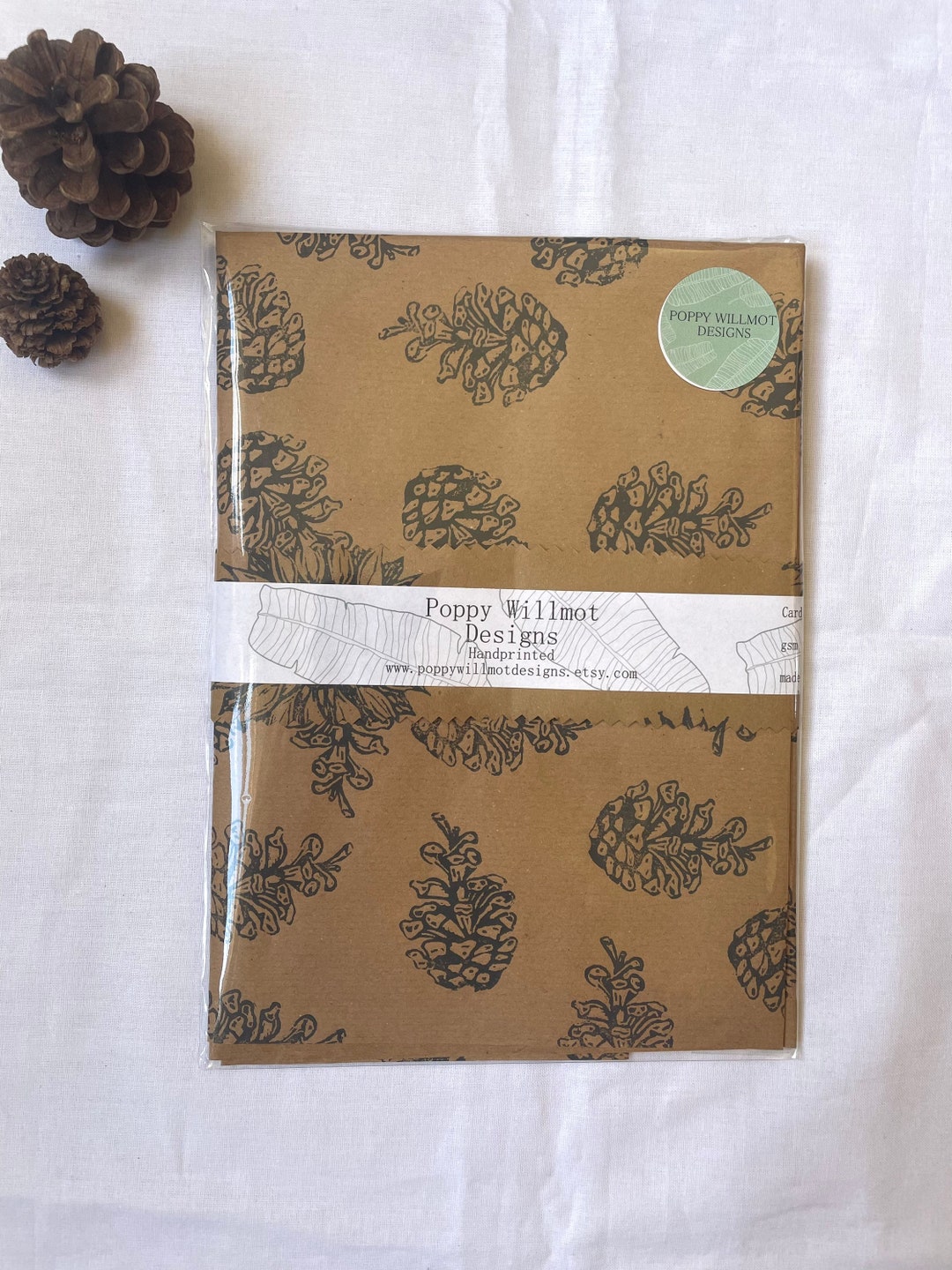 Handprinted Pine Cone Gift Wrap: Eco-friendly Luxury Paper - Etsy