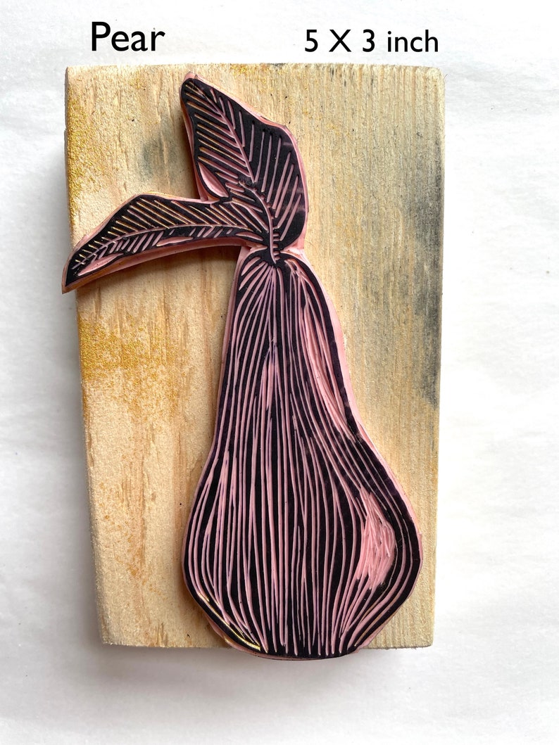 Pear | Rubber Stamps | Lino Stamps | Mounted | Unmounted - Etsy