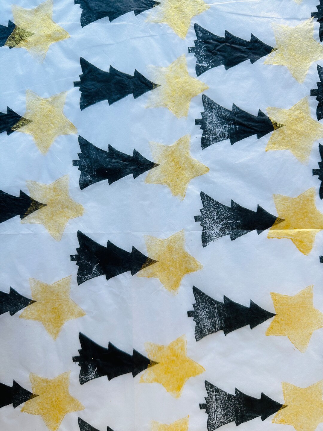 Handprinted Star & Tree Eco Tissue Paper: Gift Wrap, 3 Sheets - Etsy