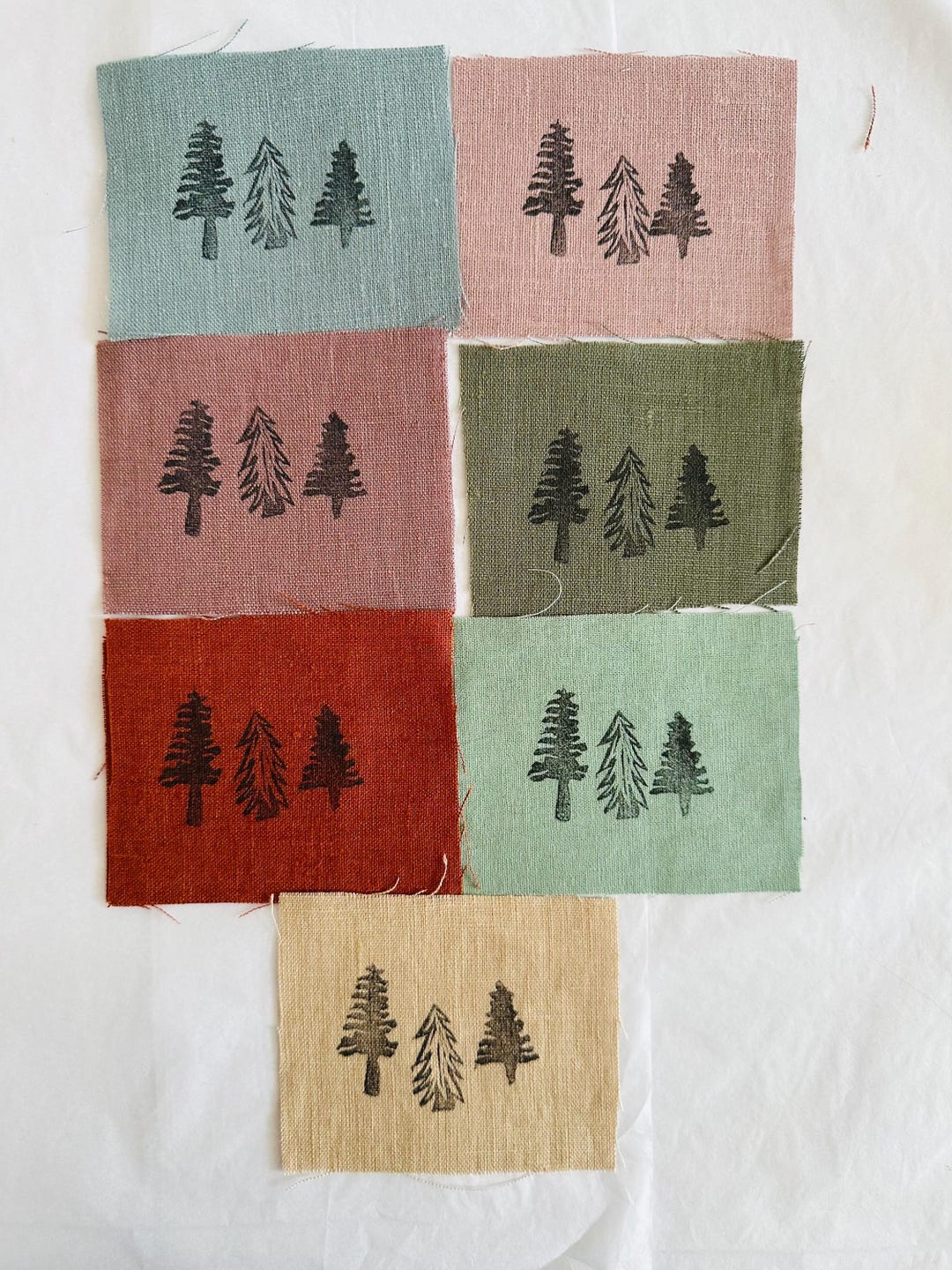 Linen Tree Patch: Hand-printed Lino Fabric Patch (10x8cm) - Etsy