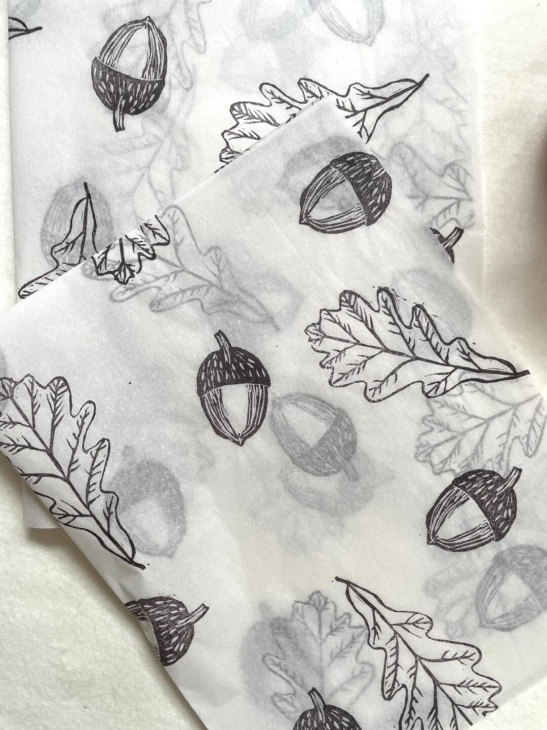 Acorn & Oak Leaf Handprinted Eco Tissue Paper (3 Sheets) - Etsy