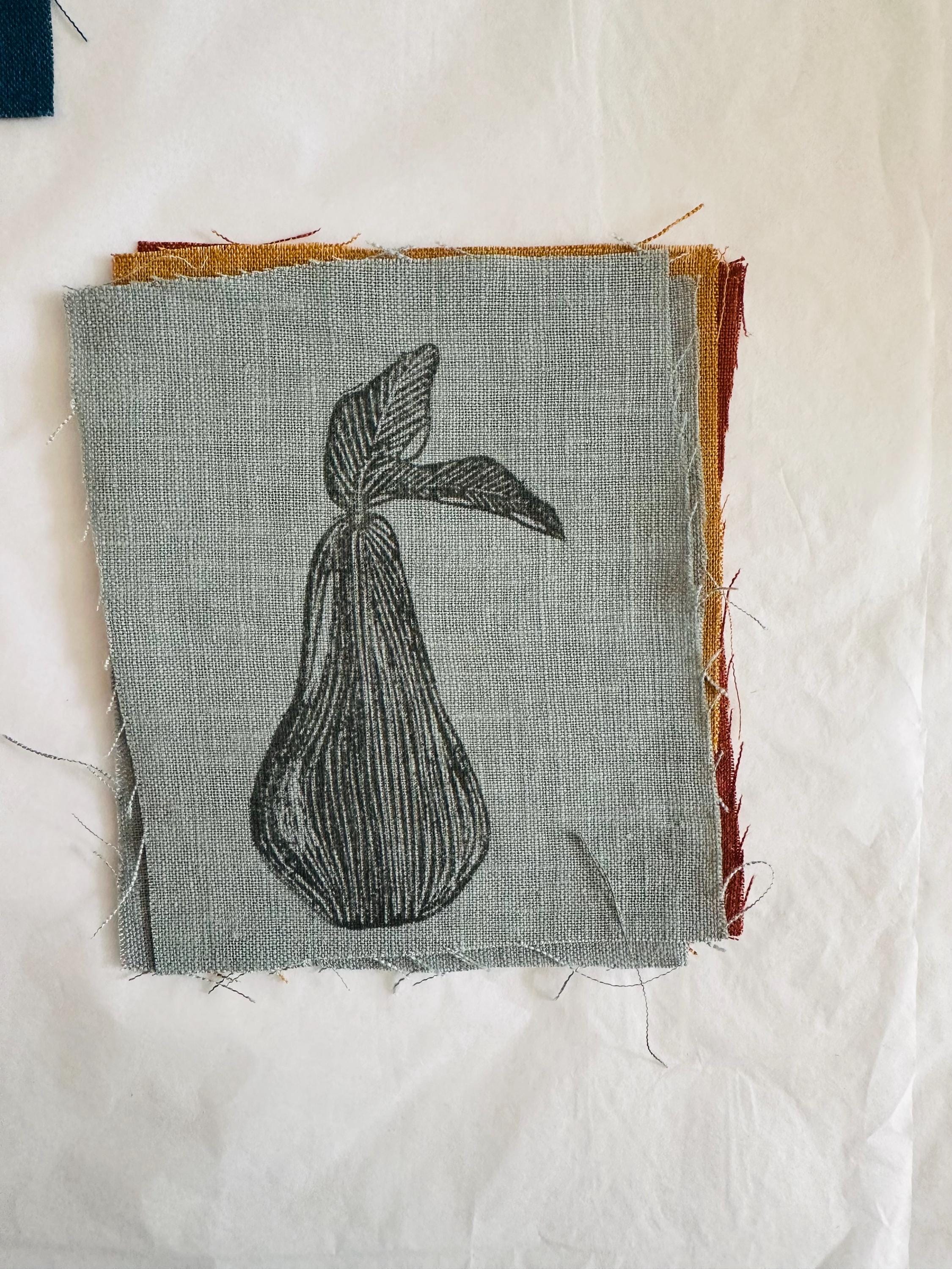 Linen Patches,pear, Fruit, Lino Print Patches, Fabric Patch, Clothing ...
