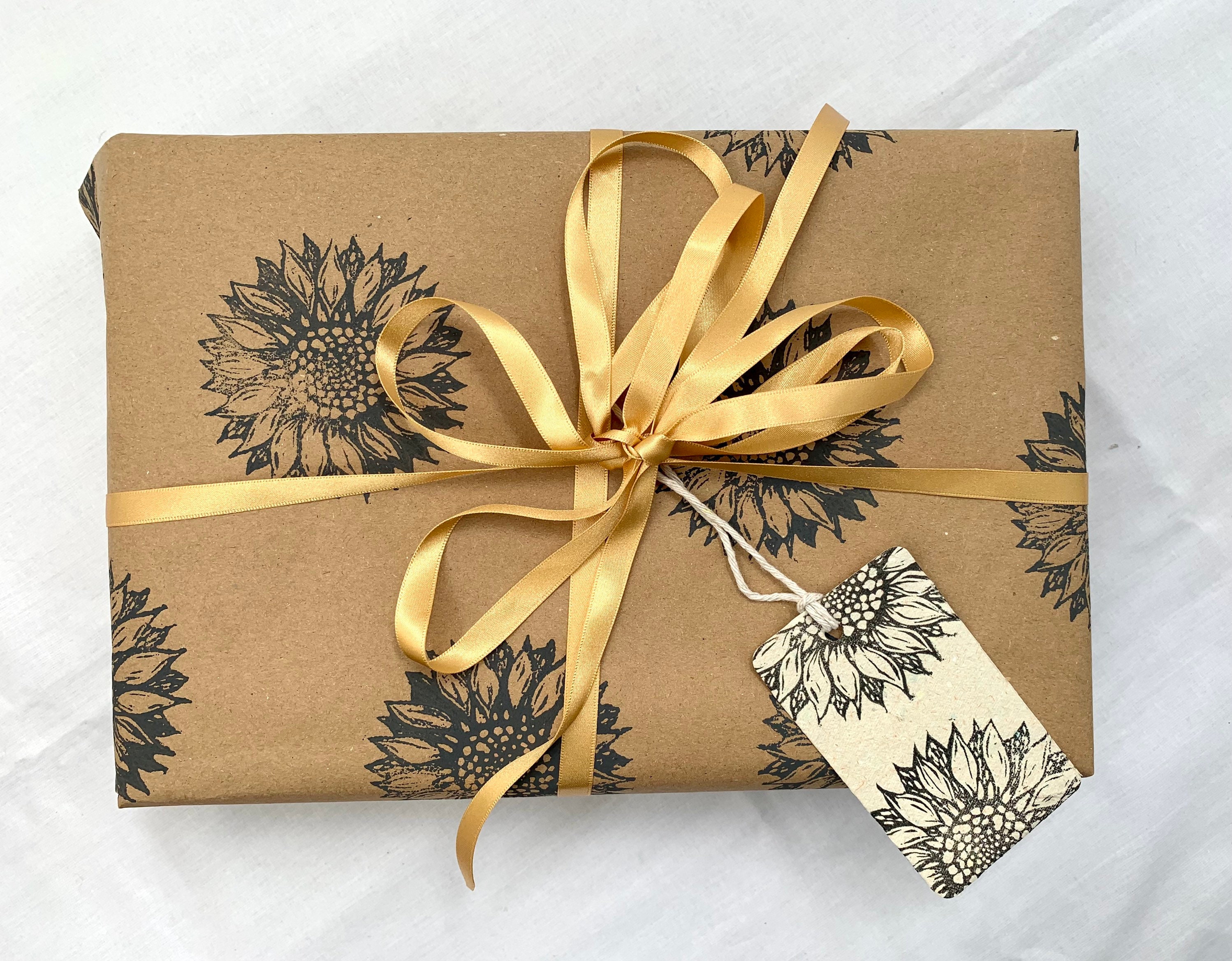 Sunflower Gift Wrap Handprinted Wrapping Paper Gift Wrap - Etsy
