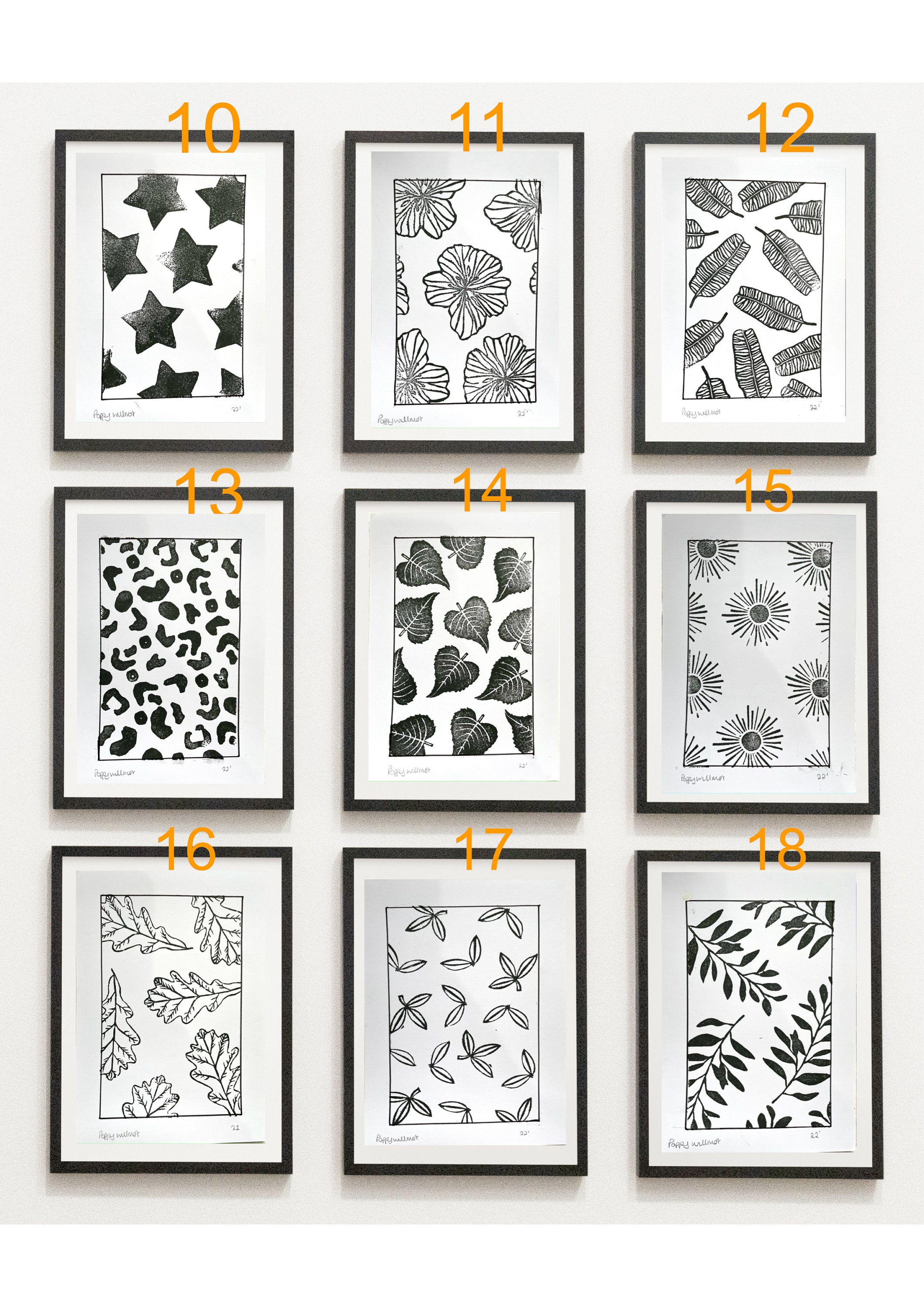 A5 Handprinted Lino Art Prints | Wall Art | Relief Print | Repeat ...
