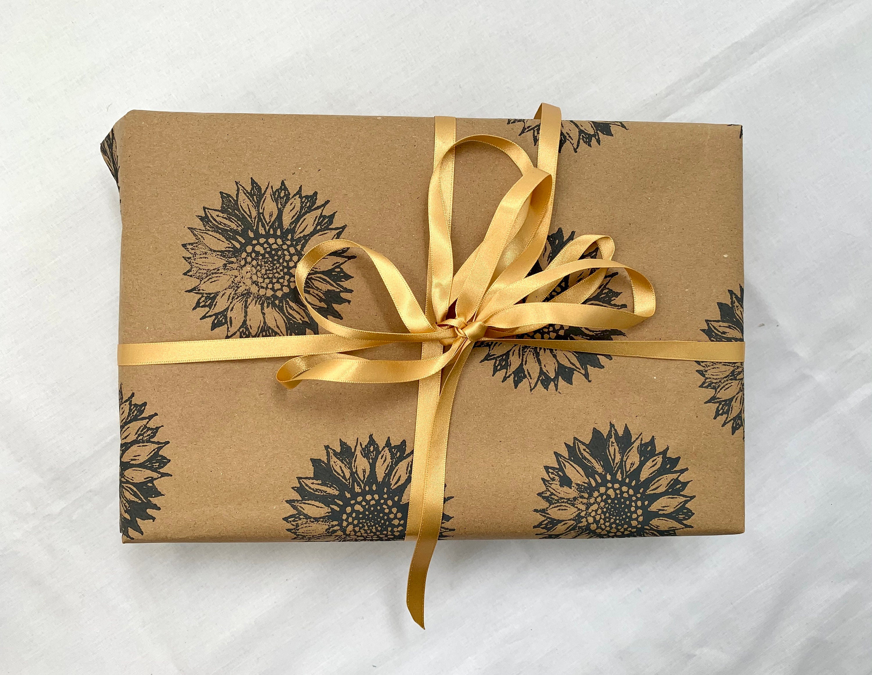 Sunflower Gift Wrap Handprinted Wrapping Paper Gift Wrap - Etsy