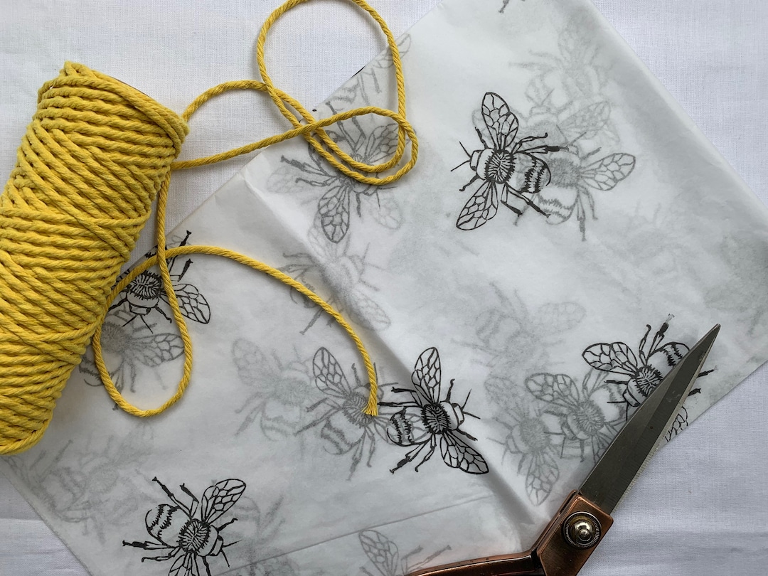 3x Bee, Handprinted Eco Tissue Paper, Tissue Paper, Gift Wrap ...