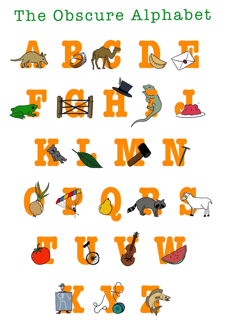 Obscure Alphabet Print: Educational Nursery Decor (digital Download) - Etsy
