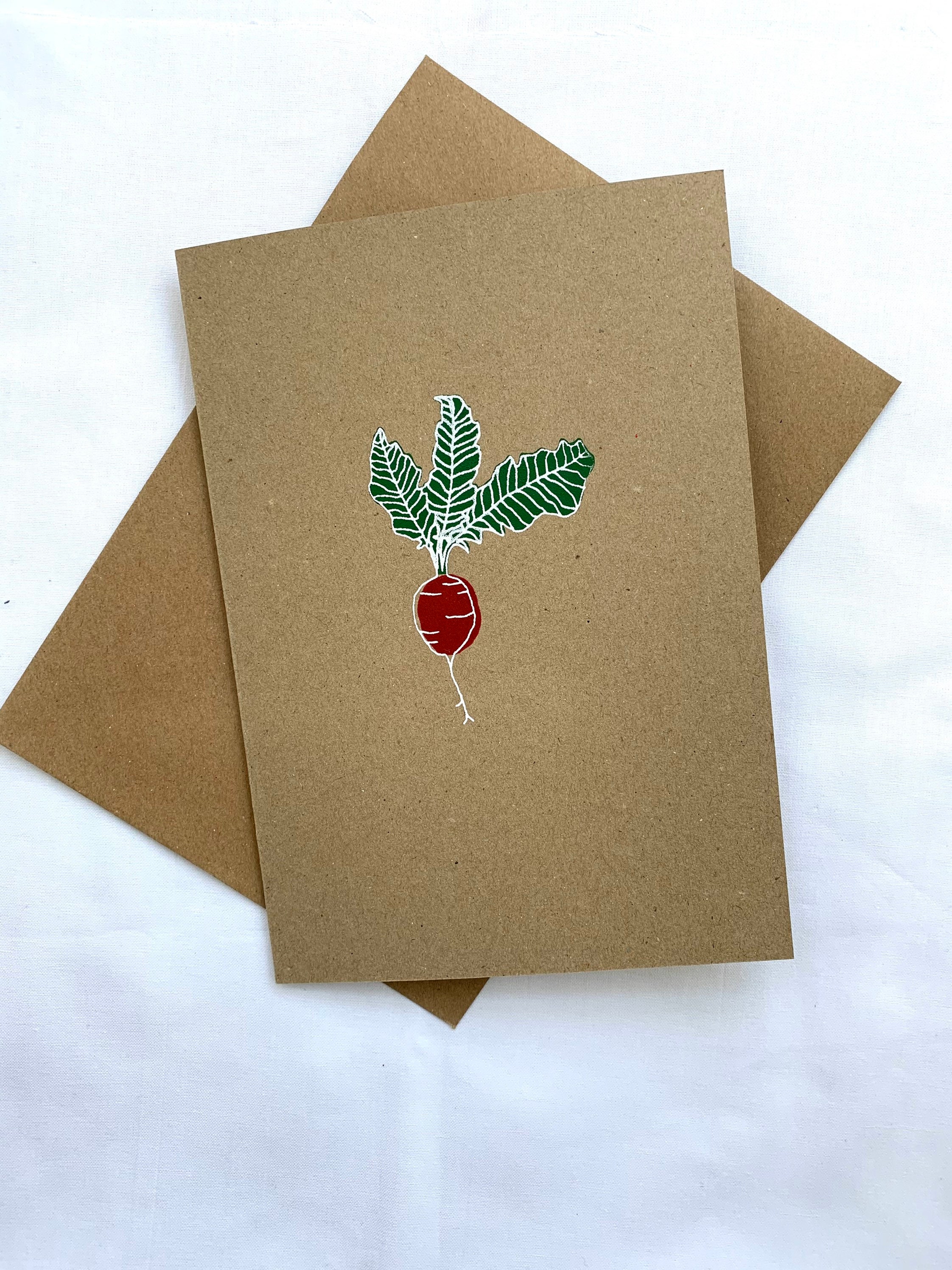 Radish Card, Veg Card, Greeting Card, Screen Printed, Allotment Card ...