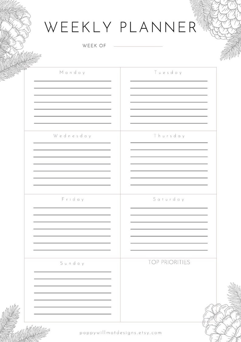 Weekly Planner Minimalist Printable PDF Template - Etsy