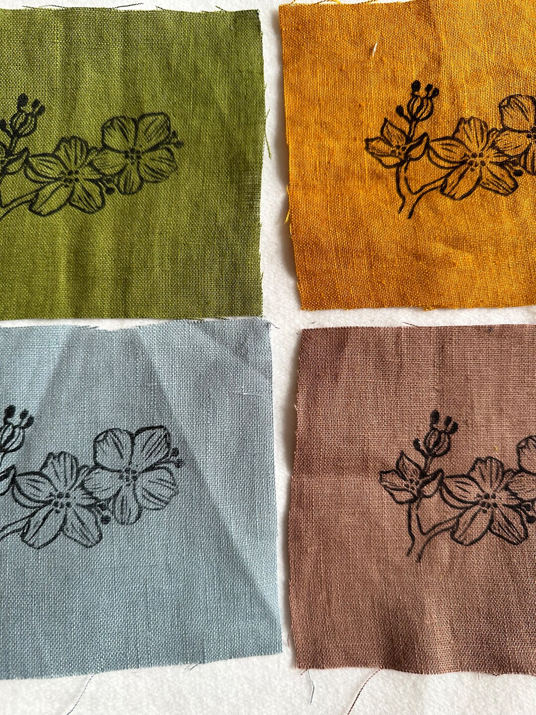 Linen Patches, Large Sakura Branch, Cherry Blossom, Lino Print Patches ...