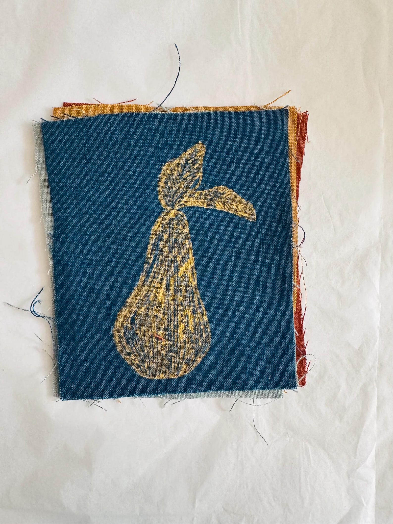 Linen Patches,pear, Fruit, Lino Print Patches, Fabric Patch, Clothing ...