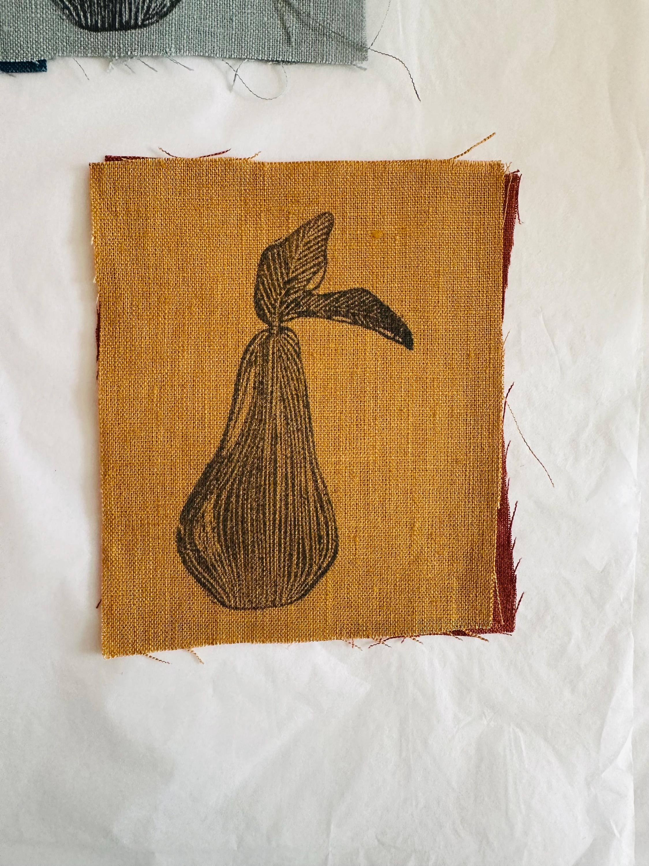 Linen Patches,pear, Fruit, Lino Print Patches, Fabric Patch, Clothing ...