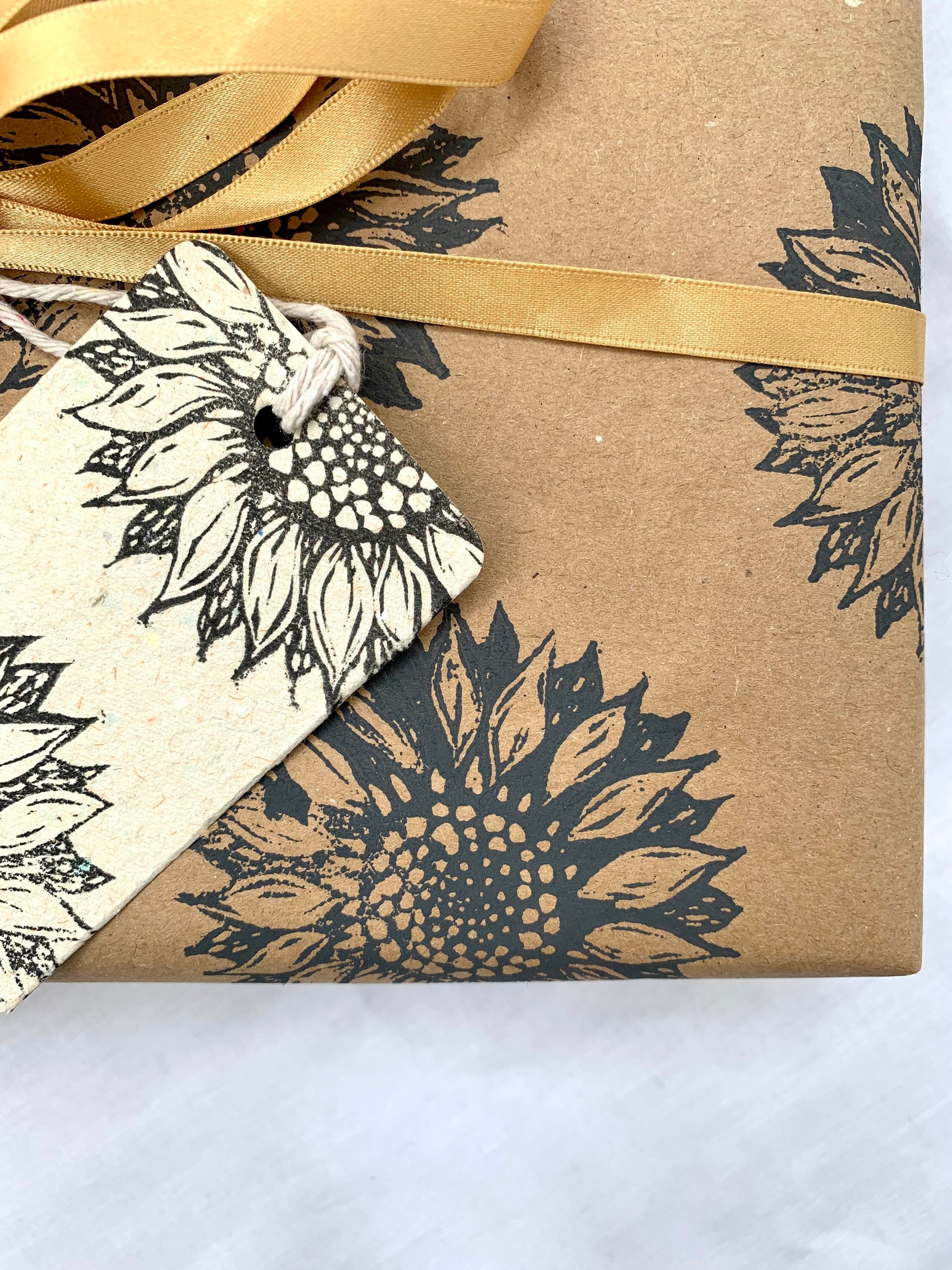 Sunflower Gift Wrap Handprinted Wrapping Paper Gift Wrap - Etsy