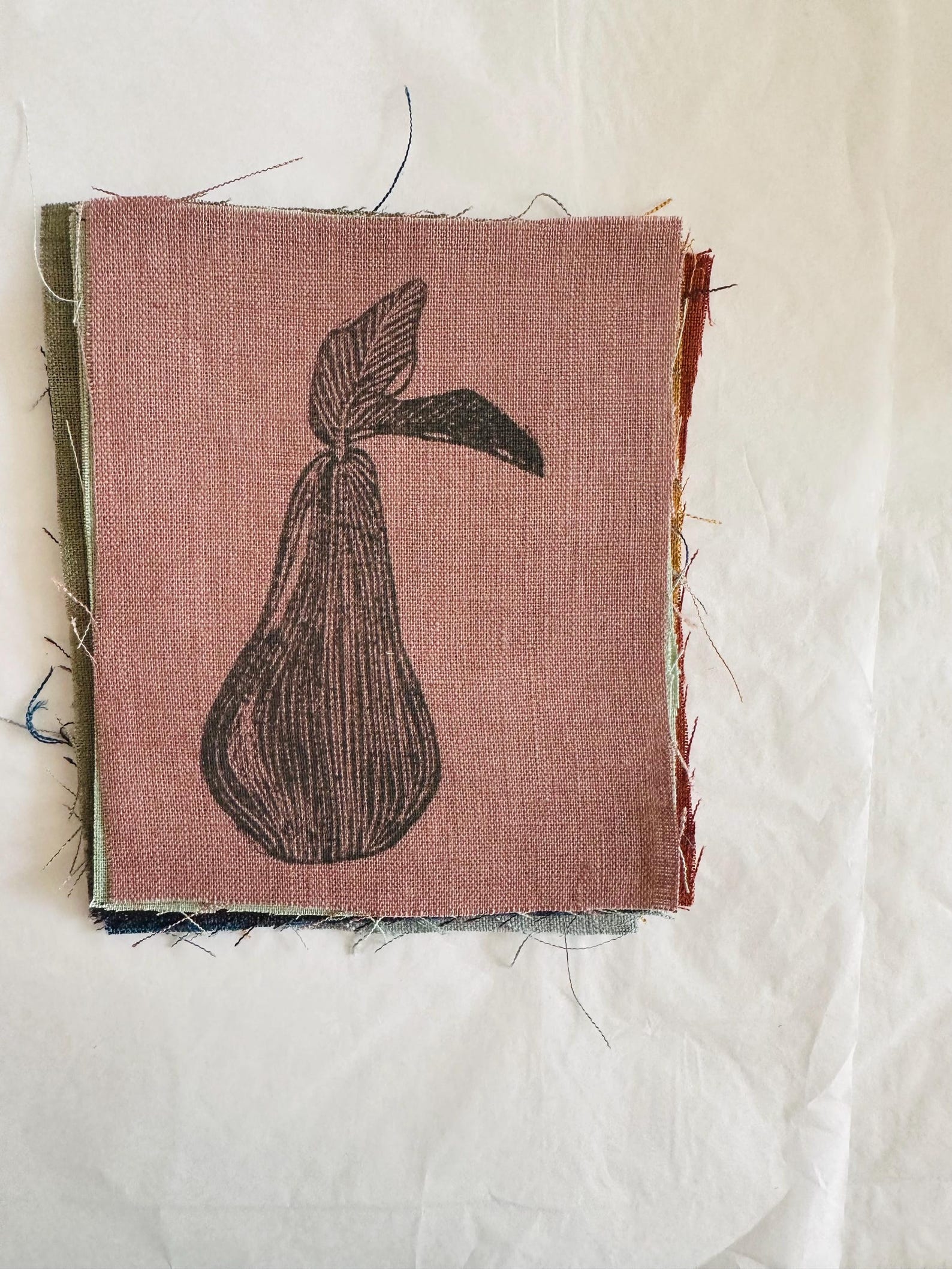 Linen Patches,pear, Fruit, Lino Print Patches, Fabric Patch, Clothing ...