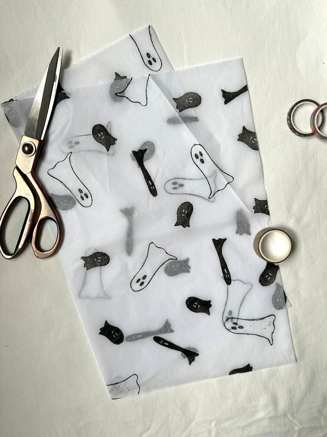 Handprinted Ghost Tissue Paper: Eco-friendly Gift Wrap (3 Sheets) - Etsy