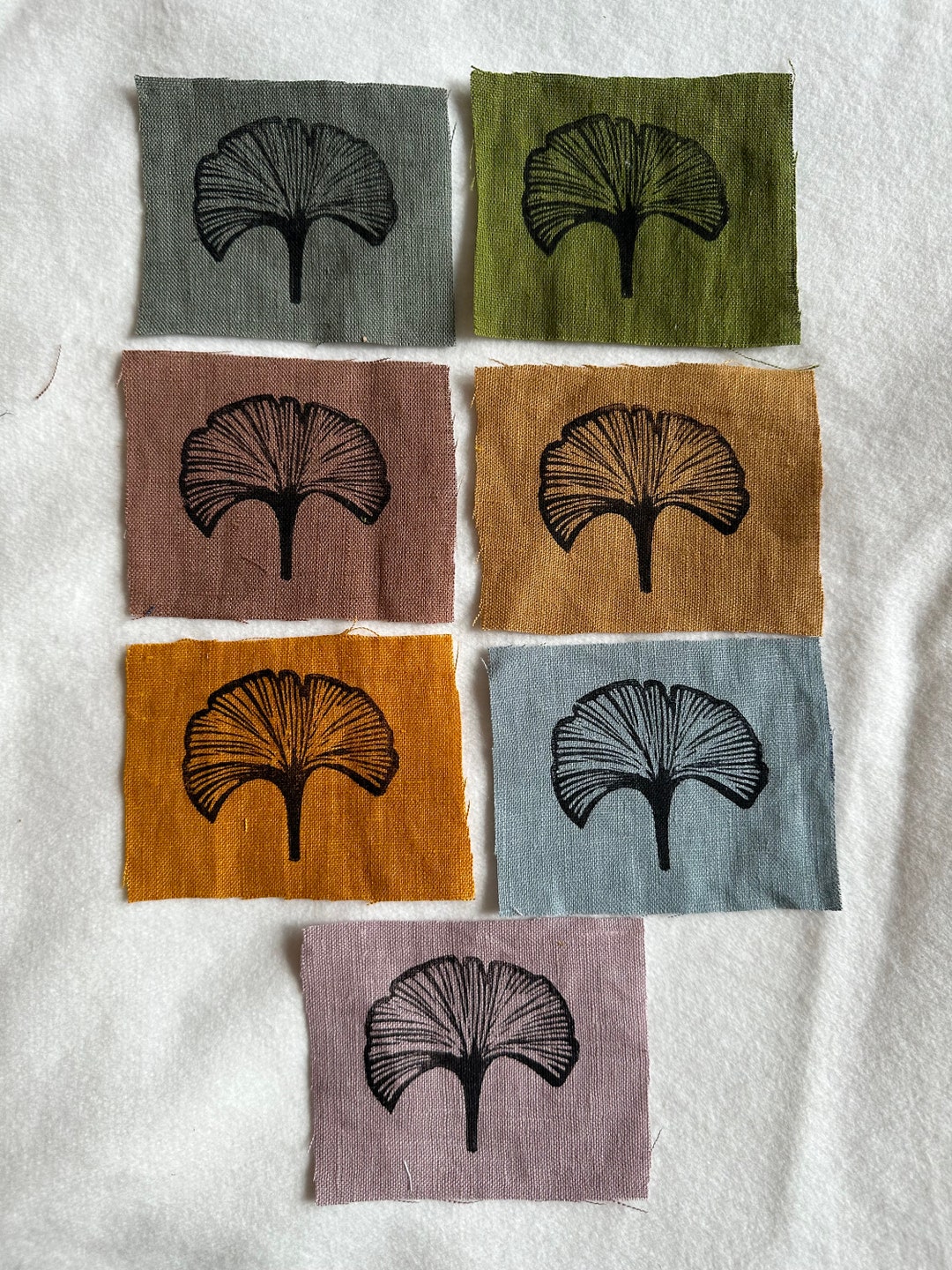 Linen Patches,small Gingko Leaf , Lino Print Patches, Fabric Patch ...