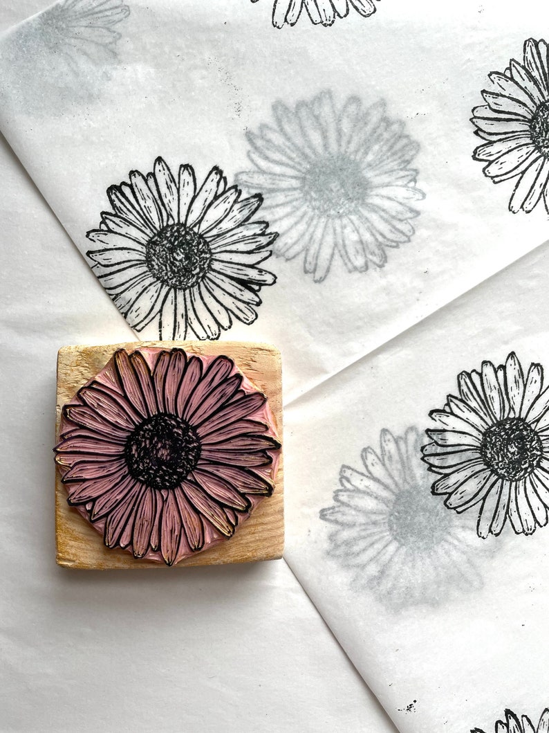 Large Daisy | Rubber Stamps | Lino Stamps | Mounted | Unmounted - Etsy