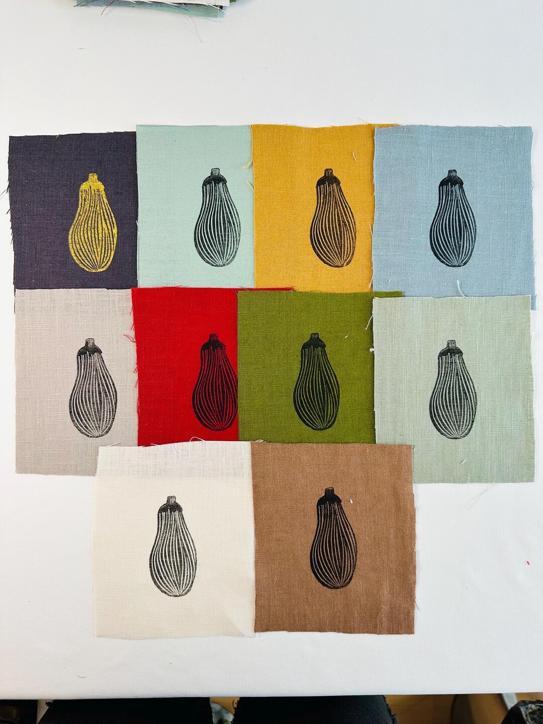 Hand Printed Linen Patch: Aubergine Lino Print, Textile Craft - Etsy