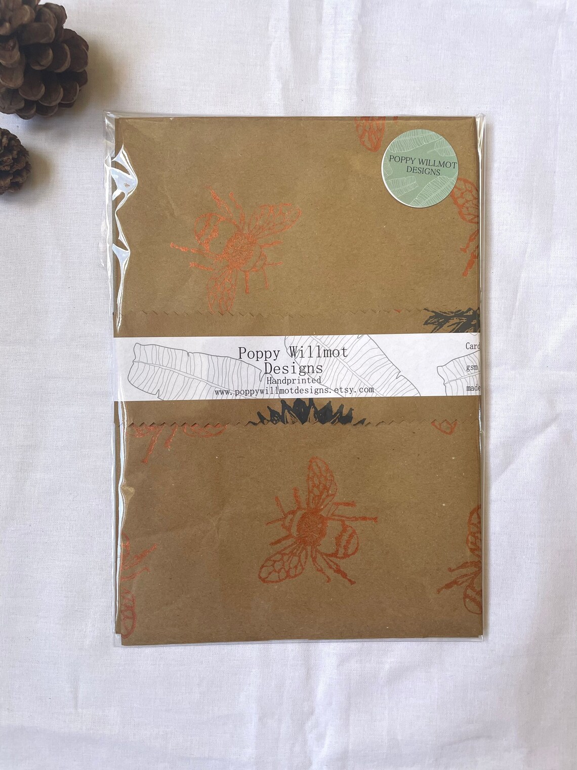 Bee Gift Wrap Handprinted Gift Wrap Wrapping Paper Luxury | Etsy