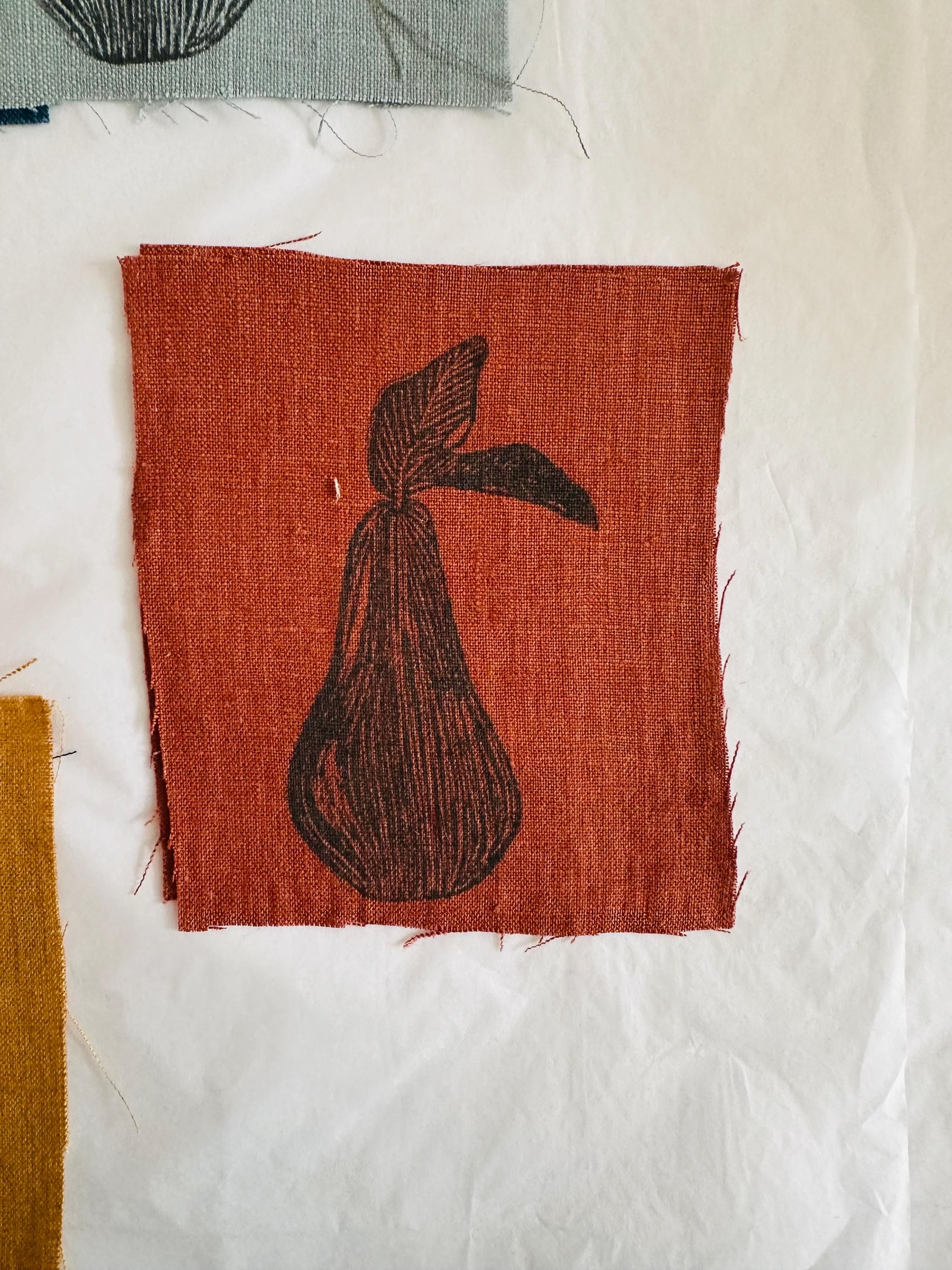 Linen Patches,pear, Fruit, Lino Print Patches, Fabric Patch, Clothing ...