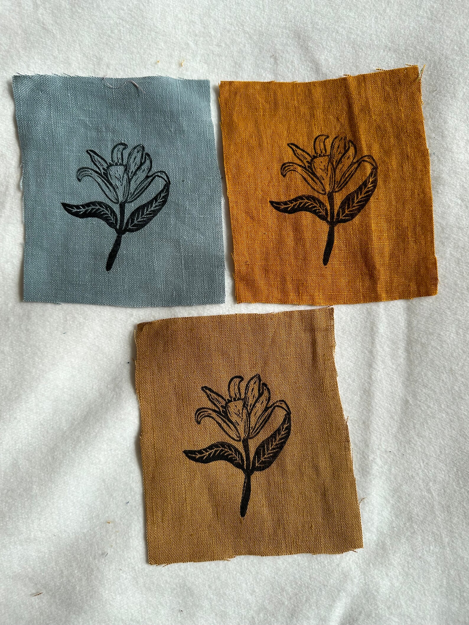 Linen Patches, Lily Lino Print Patches, Fabric Patch, Clothing Patch ...